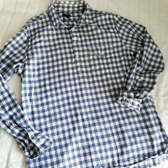 J. Crew | Tops | J Crew Half Button Up Gingham Plaid Shirt | Poshmark